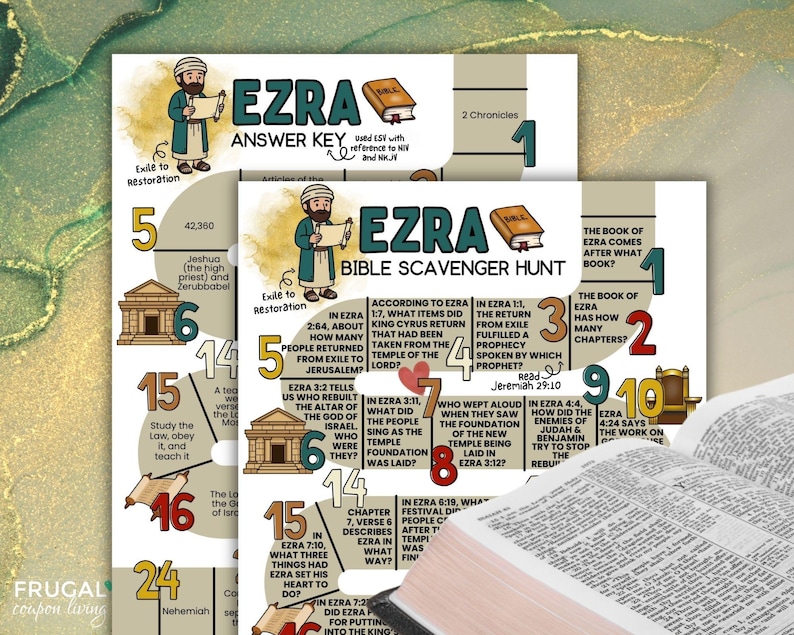 Ezra Bible Scavenger Hunt, Exile to Restoration Bible Trivia Game on ...