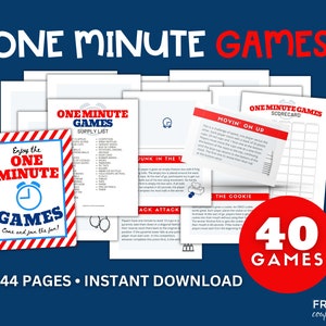 One Minute Game Cards, 40 Fun Minute Games for Kids + Adults,| 60 ...