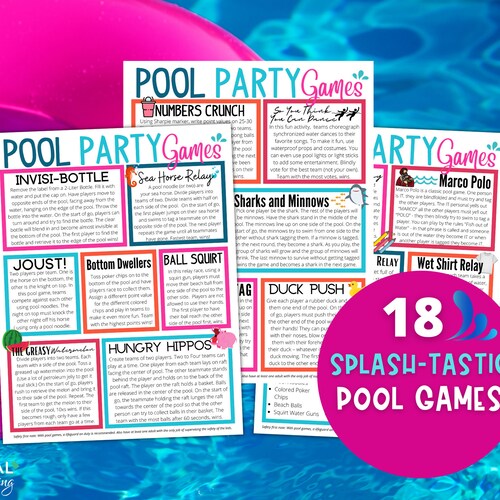 Splash-tastic Pool Party Games Printable 18 of the Best - Etsy Canada
