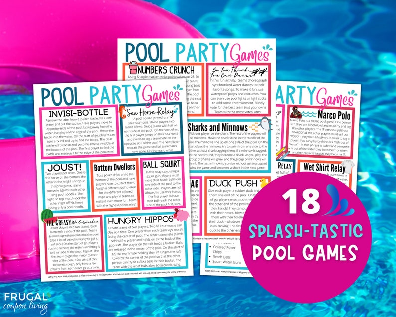 Splash-tastic Pool Party Games Printable 18 of the Best - Etsy
