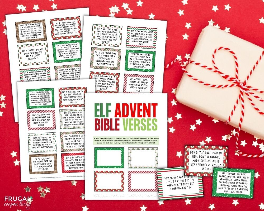 Advent Calendar Scripture Cards for Kids | Daily Elf Christmas Notes ...