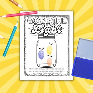 Light of the World Sunday School Christian Coloring Page, Fingerprint ...