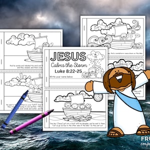 Jesus Calms the Storm Craft Flipbook Template, New Testament Miracle ...