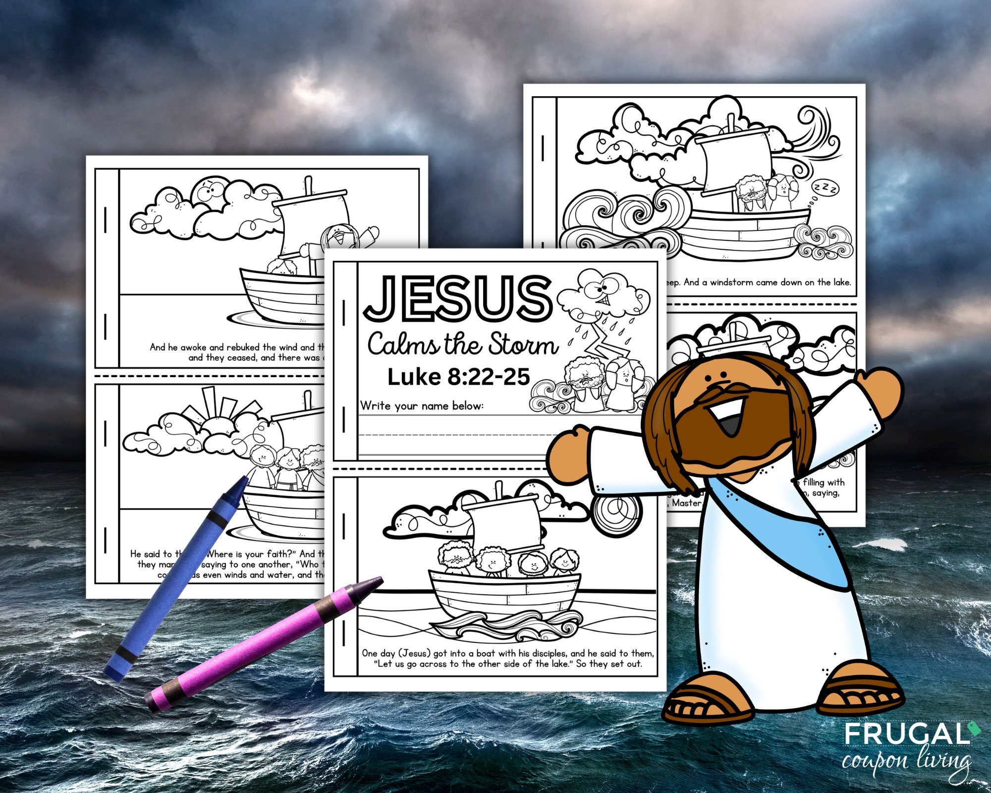 Jesus Calms the Storm Craft Flipbook Template, New Testament Miracle ...