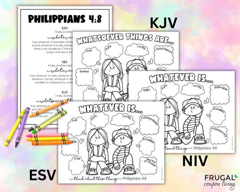 Philippians 4:8 Printable Activity, Christian Mindfulness “whatever Is ...