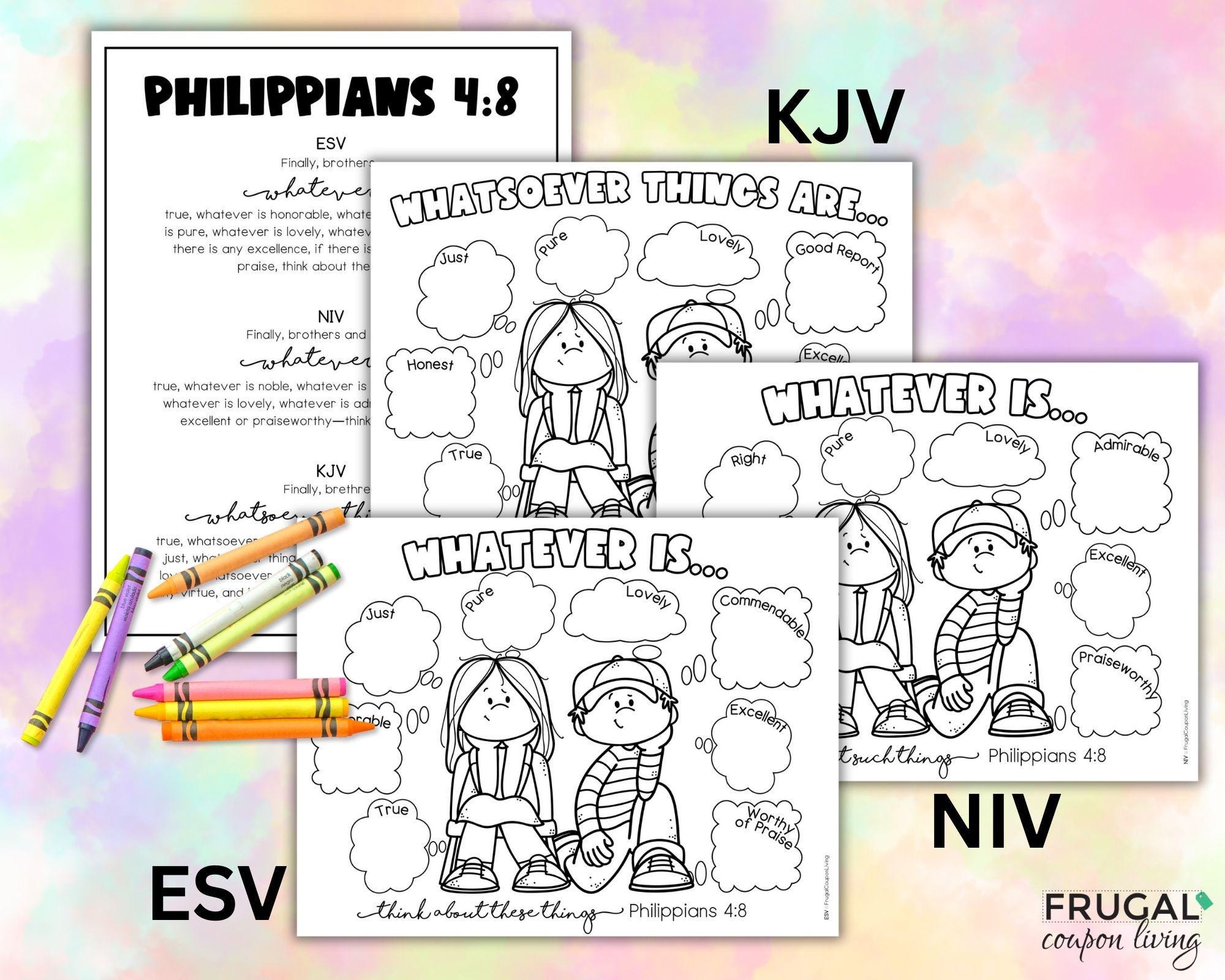 Philippians 4:8 Printable Activity, Christian Mindfulness “whatever Is ...