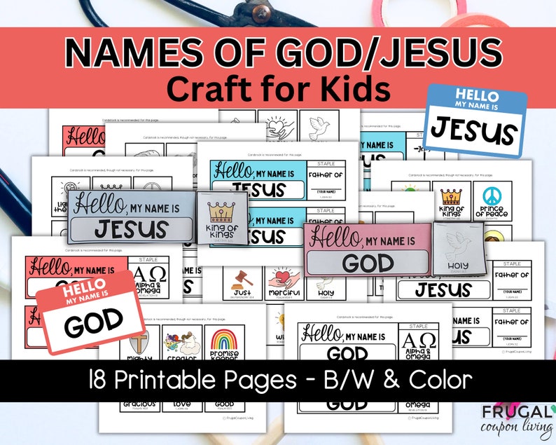 Names of Jesus & Attributes of God Name Tag, Hello My Name Is...creator ...