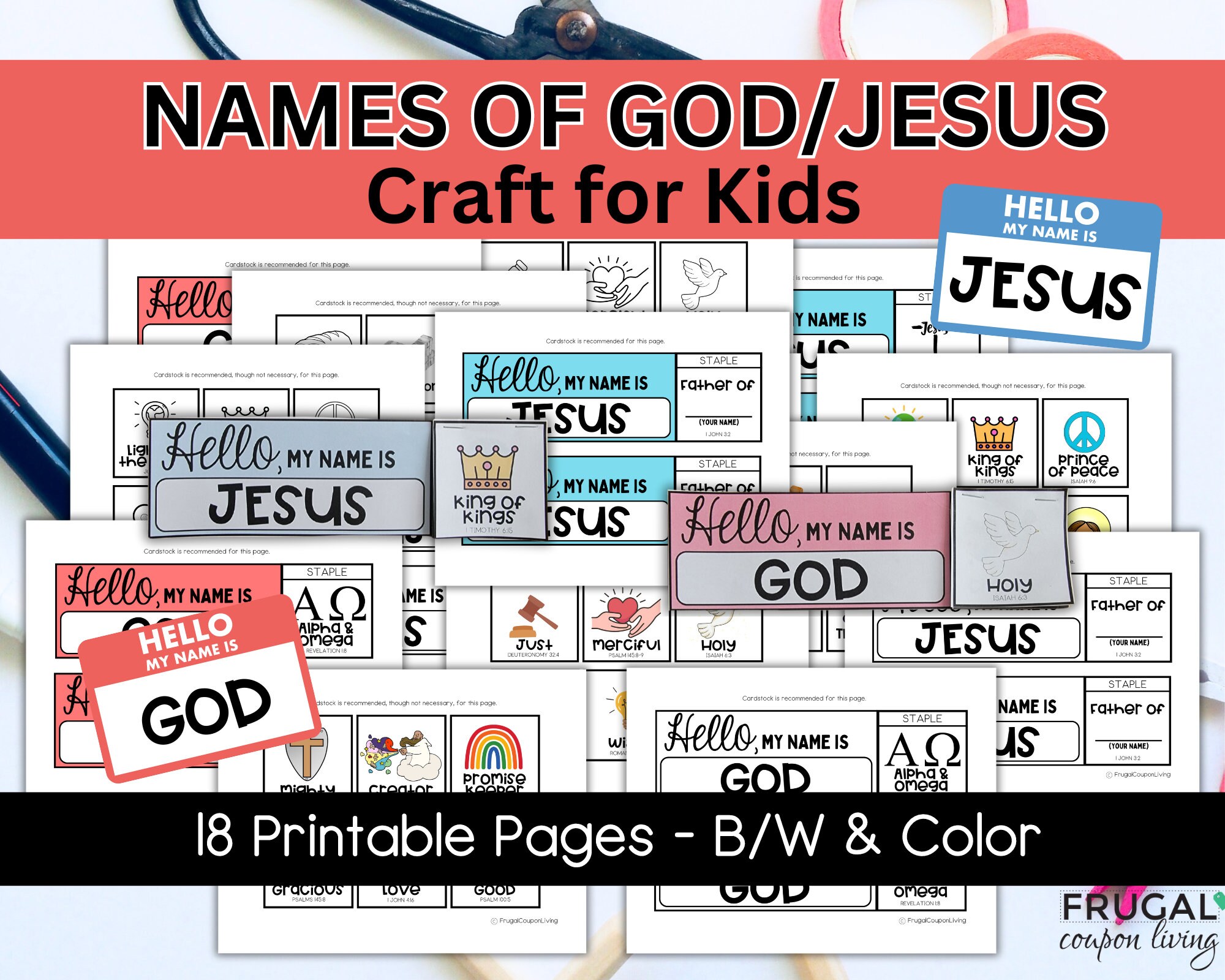 Names of Jesus & Attributes of God Name Tag, Hello My Name Is...creator ...