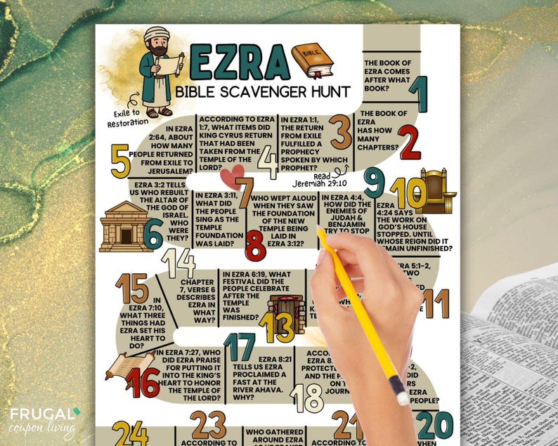 Ezra Bible Scavenger Hunt, Exile to Restoration Bible Trivia Game on ...