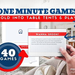 One Minute Game Cards, 40 Fun Minute Games for Kids + Adults,| 60 ...