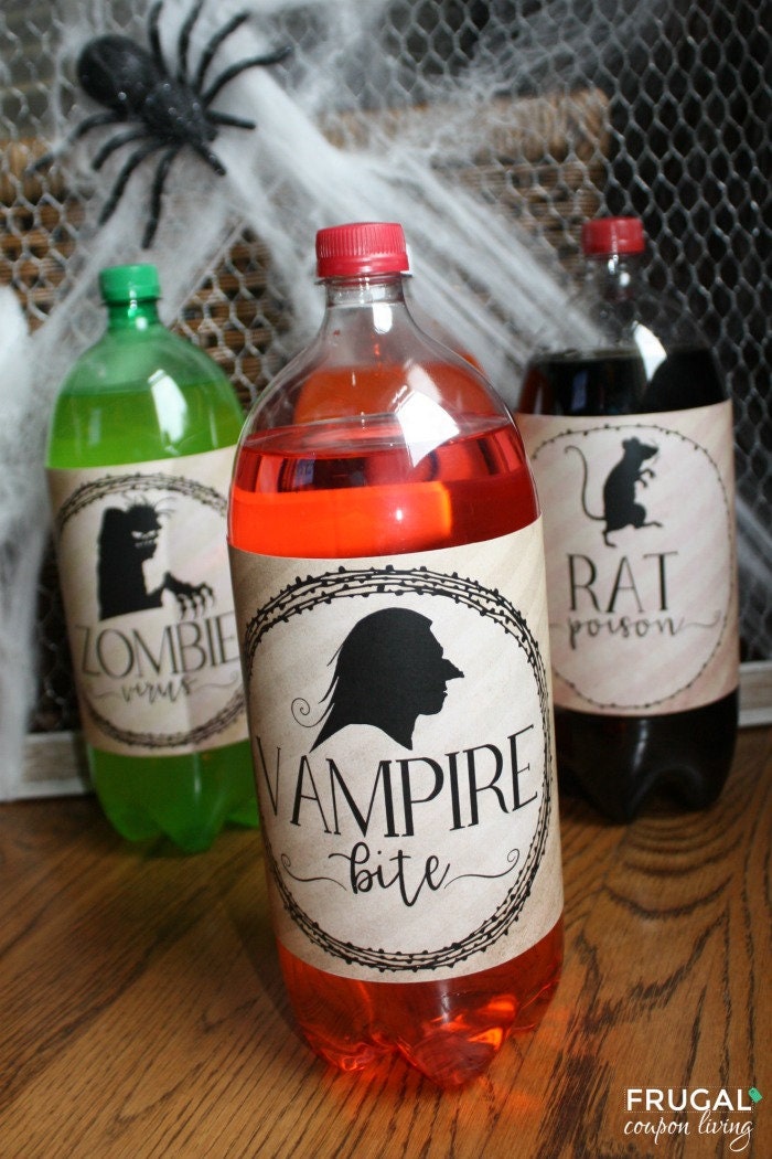 Halloween Party Drink Labels Digital Download, Spooky 2-liter Soda ...