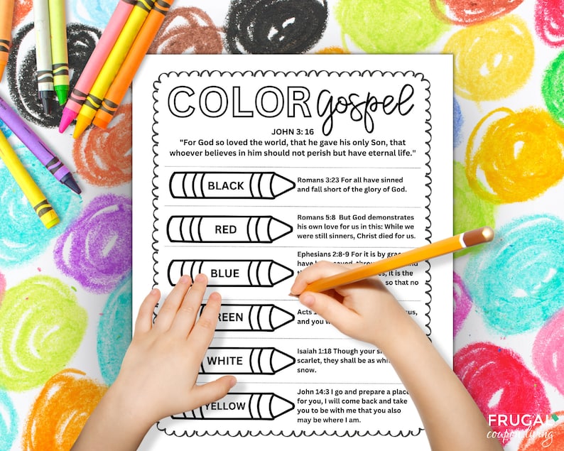 Plan of Salvation Printable for Kids, Crayon Color Gospel Scripture ...