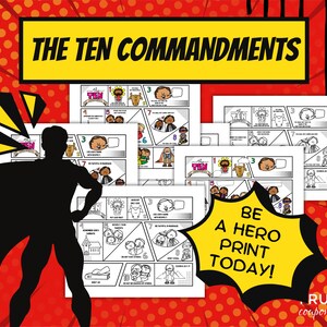 Ten Commandments Bible Comic Strip Printable, Old Testament Comic Art ...