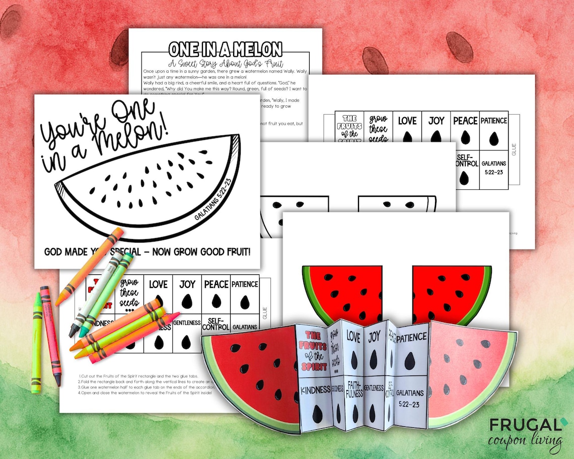 Fruits of the Spirit Craft for Older Kids, VBS Printable Watermelon ...