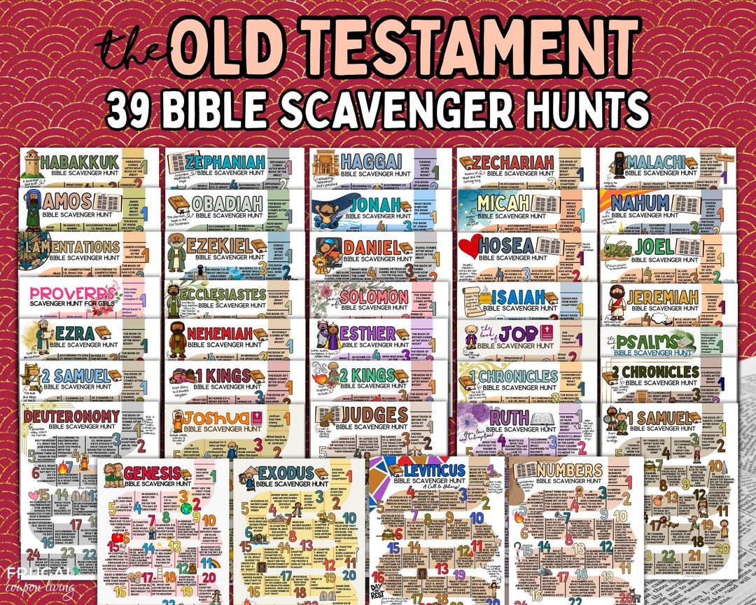Old Testament Bible Scavenger Hunt Bundle, Full Bible Study Set of 39 ...