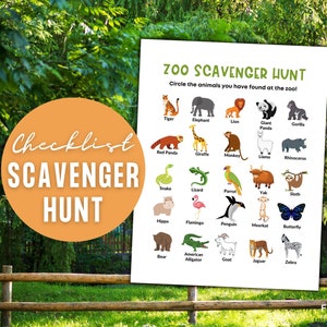 Zoo Scavenger Hunt Printable | Popular Zoo Animals Scavenger Hunt ...