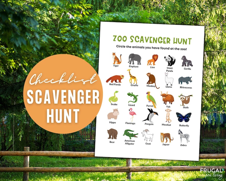 Zoo Scavenger Hunt Printable Popular Zoo Animals Scavenger - Etsy