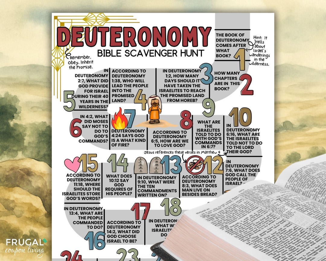 Deuteronomy Bible Scavenger Hunt Printable, Book of Deuteronomy Bible ...