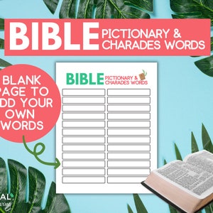 Bible Chardes Cards + Bible Pictionary Word List, Fun Ice Breaker ...