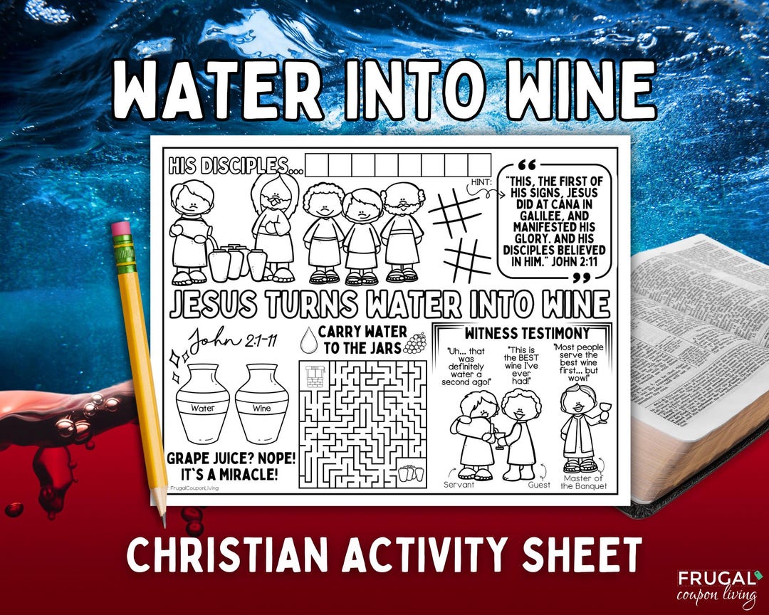 Jesus Turns Water Into Wine Activity Mat, Wedding Feast in Cana Sunday ...
