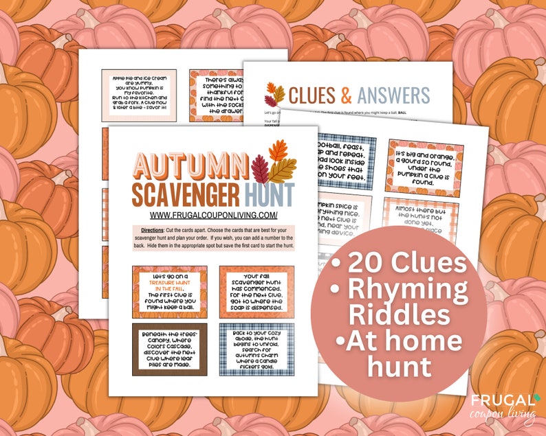 Fall Scavenger Hunt Clues Fun Fall Activities Printable Games PDF 20 ...