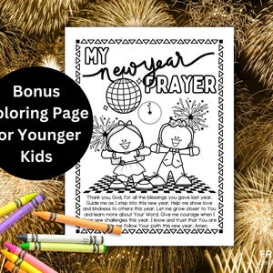 New Year Prayer Kids Coloring Wheel Printable Craft, Christian New Year ...