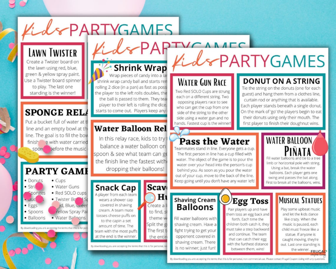 Birthday Party Games Printable for Kids Fun Party Games Kids - Etsy