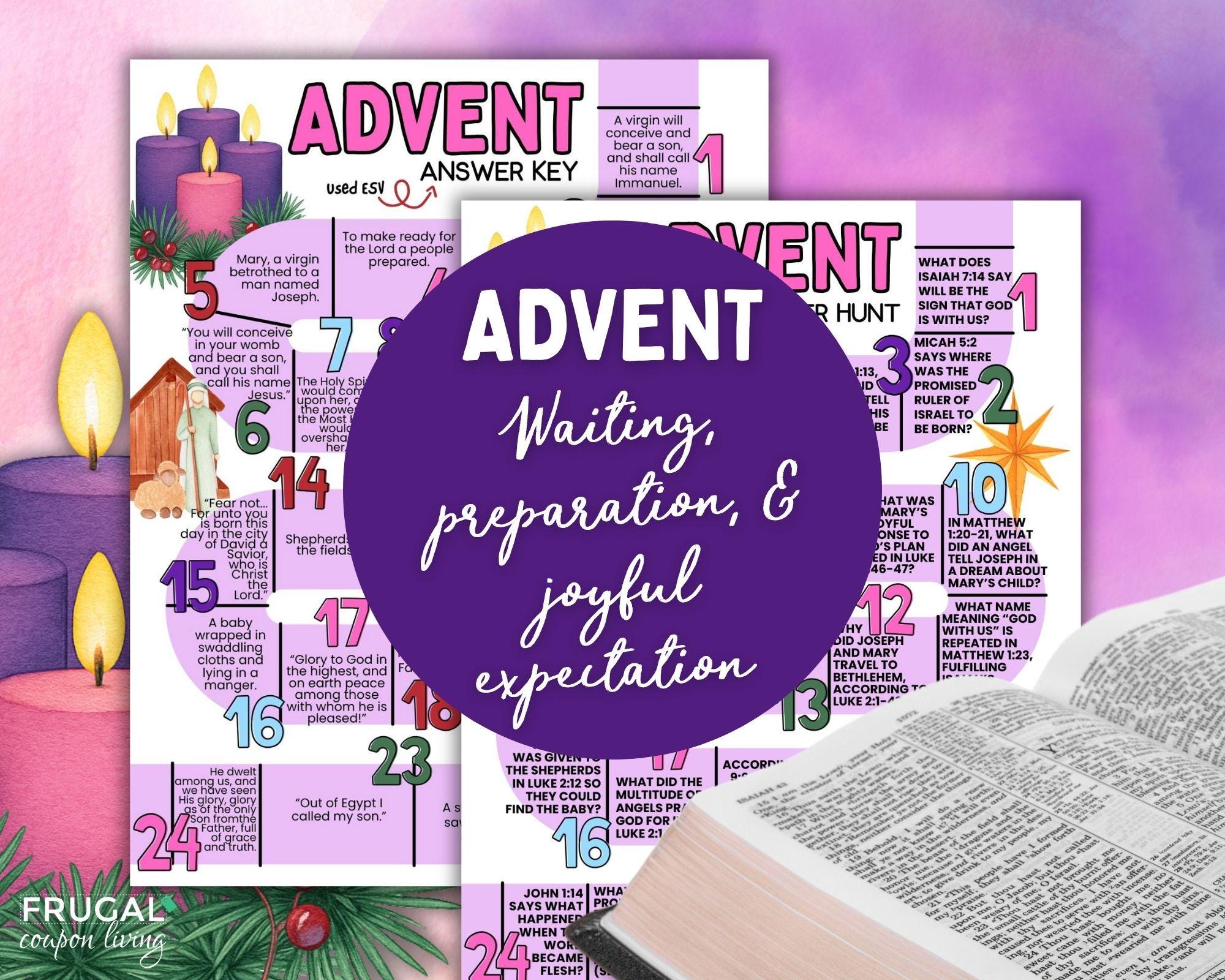 Advent Calendar Bible Scavenger Hunt Printable, Nativity Bible ...