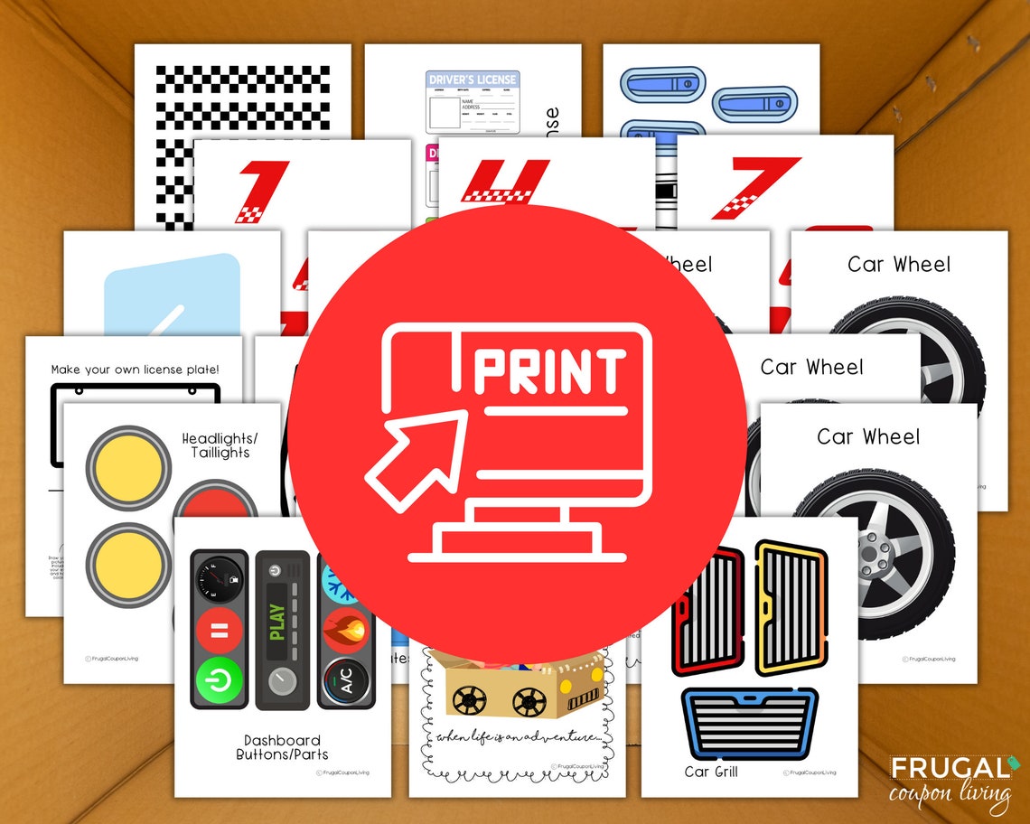 Printable Cardboard Box Car Set, Kids' Box Craft Activity 22-page PDF ...