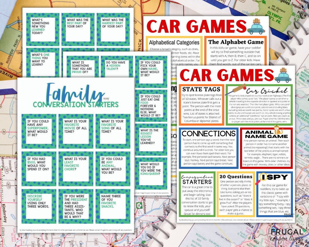 The Best Car Games | Printable Travel Games for Kids Bundle | 12 Road ...