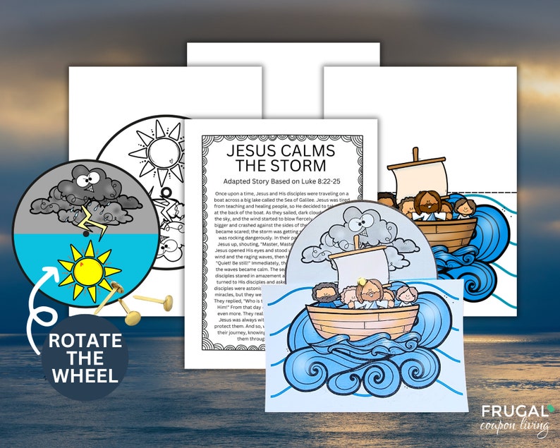 Jesus Calms the Storm Wheel Craft Printable Kit, Miracles of Jesus ...