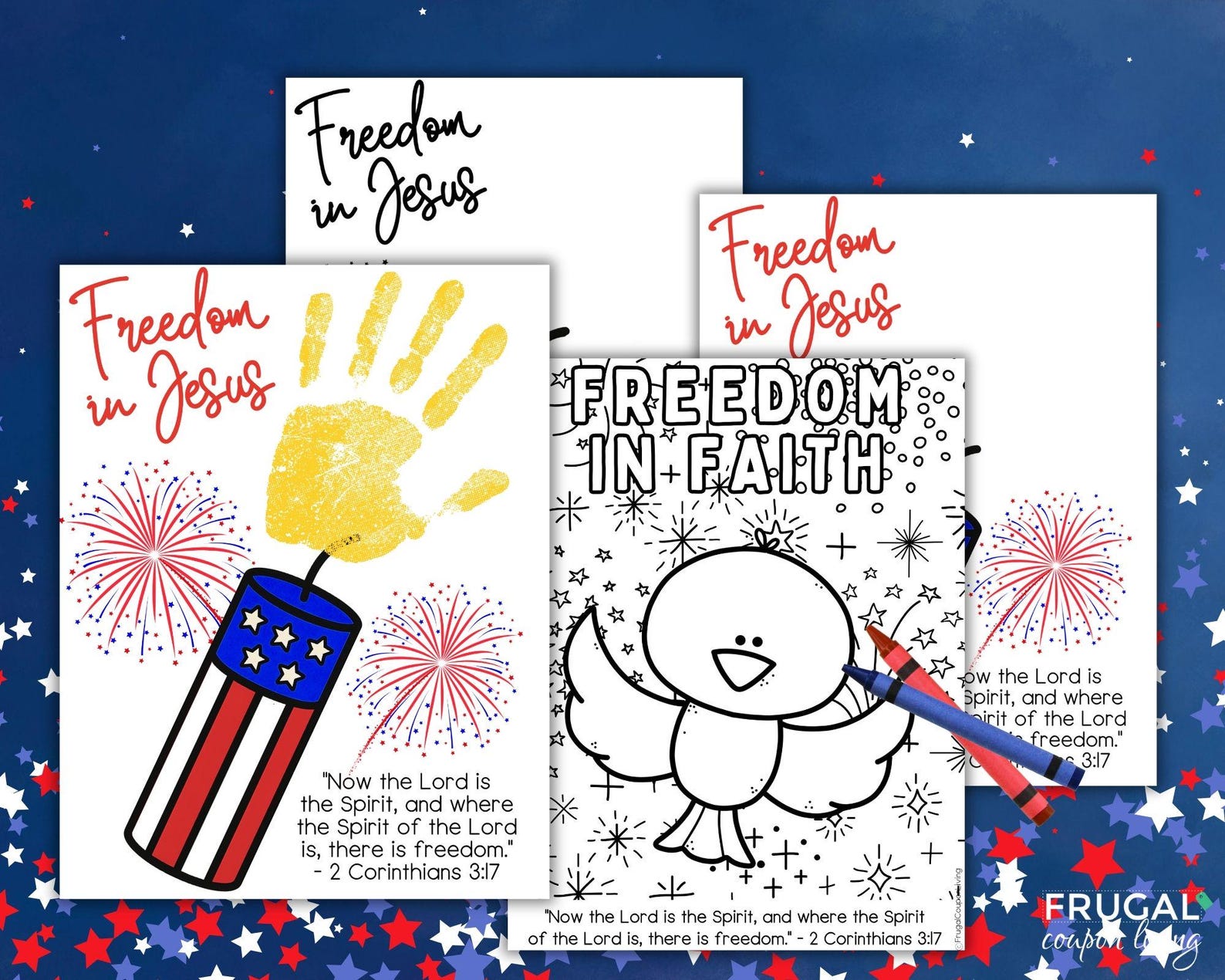 Freedom in Jesus Bible Craft for July 4th, Patriotic Handprint Art ...