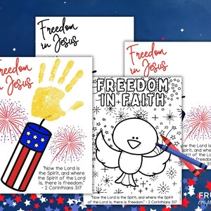 Freedom in Jesus Bible Craft for July 4th, Patriotic Handprint Art ...