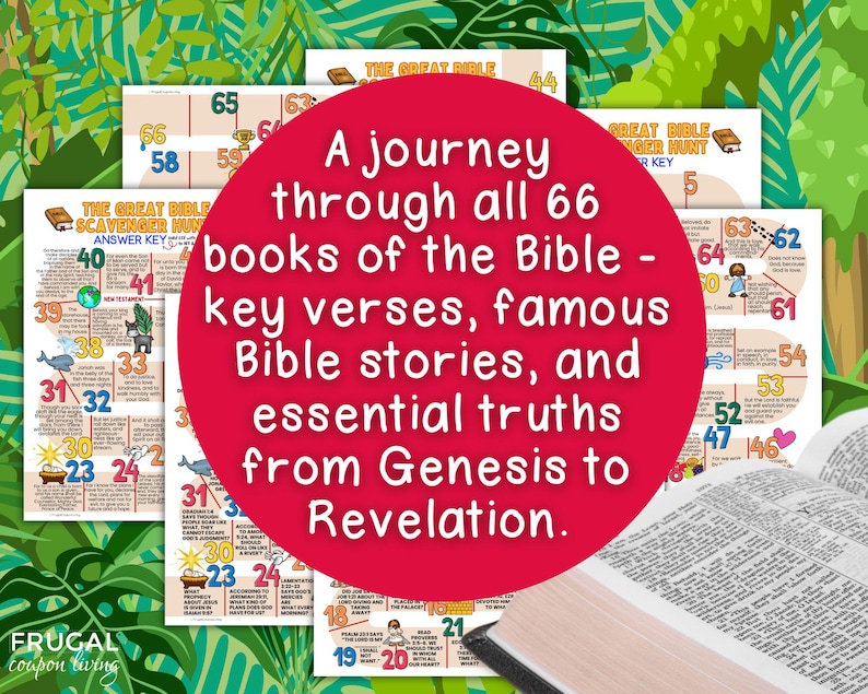 Books of the Bible Scavenger Hunt Game, Bible Made Simple - 66 Books ...