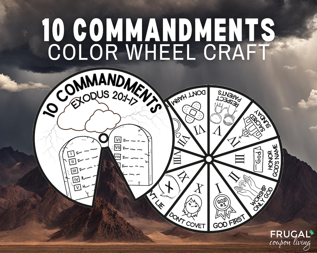 Ten Commandments Coloring Wheel | Moses Old Testament Bible Sunday ...