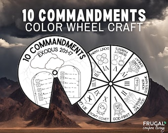 The Ten Commandments Exodus Moses Old Testament Coloring Spinner Wheel ...