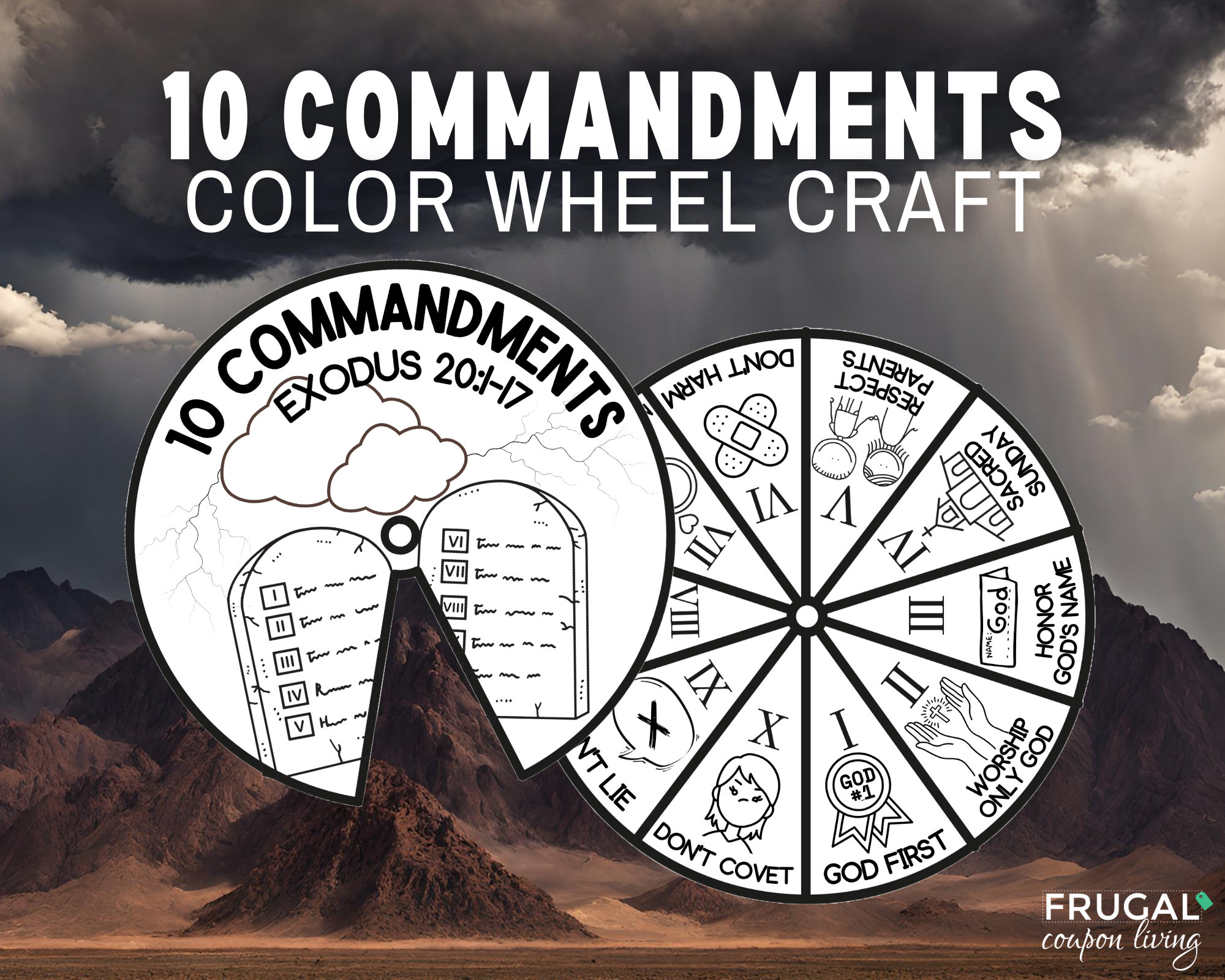 Ten Commandments Coloring Wheel Moses Old Testament Bible - Etsy