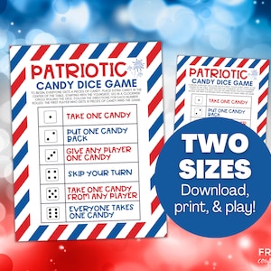 Patriotic Candy Dice Game for 4th of July, Memorial Day and Labor Day ...