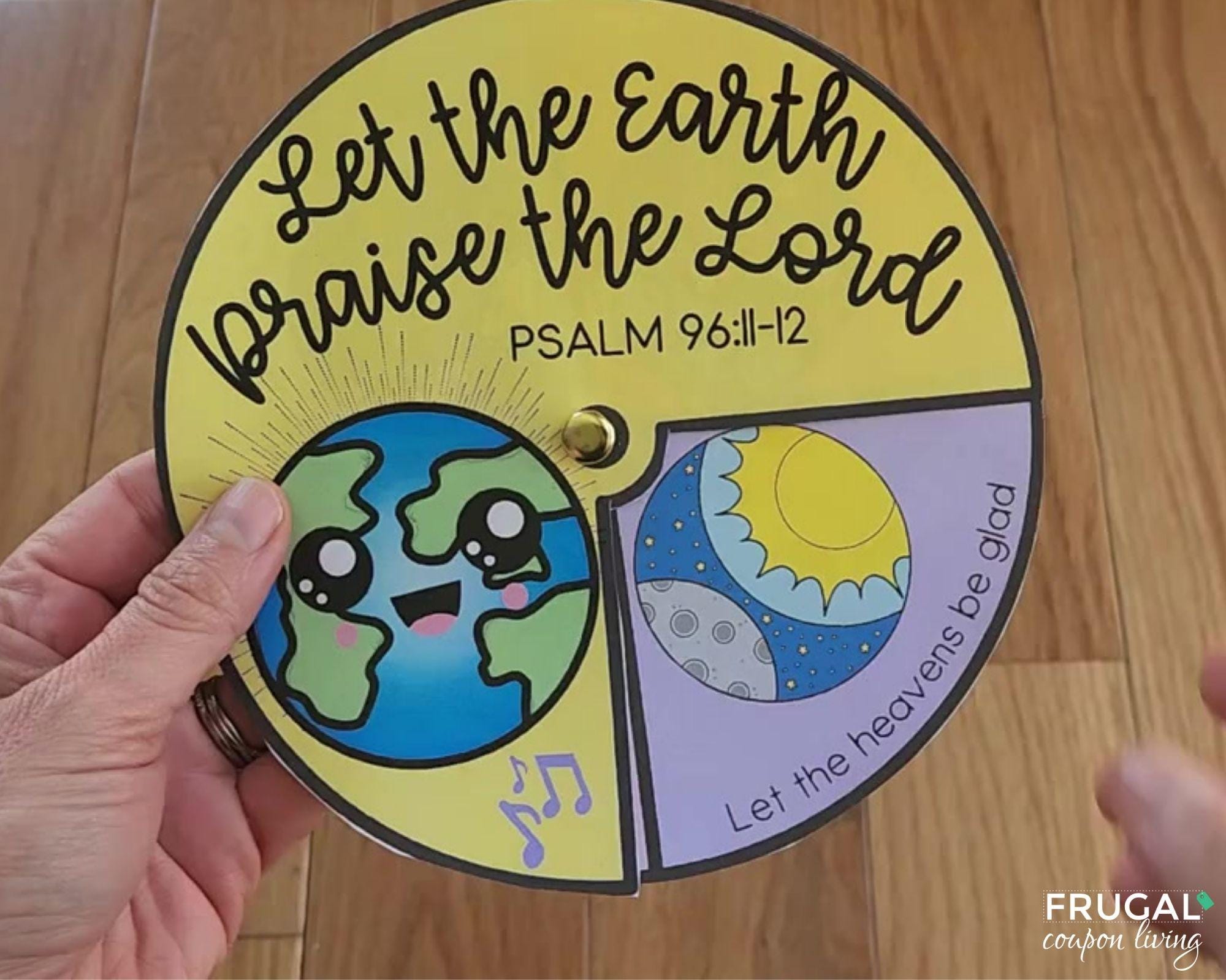 Christian Earth Day Coloring Wheel Printable, God's Creation Worship ...
