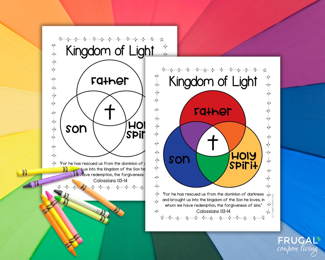 Holy Trinity Kingdom of Light Art for Kids, 3 Circle Color Wheel Venn ...