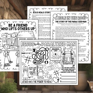 Jesus Heals a Paralyzed Man Activity Placemat, Miracles of Jesus Story ...