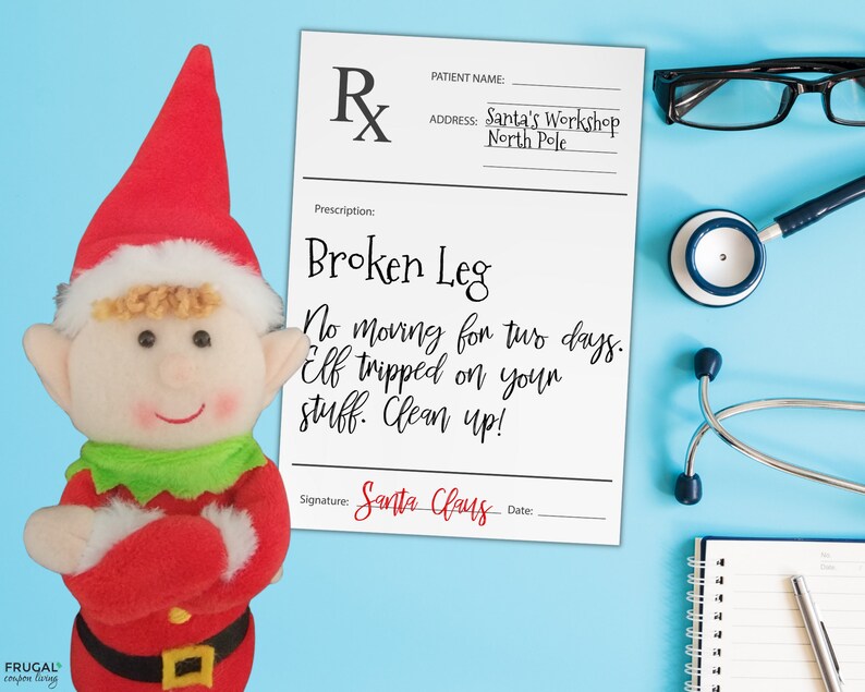 4 Elf Prescriptions RX From Santa | Official Elf Doctor Note | Sick Elf ...