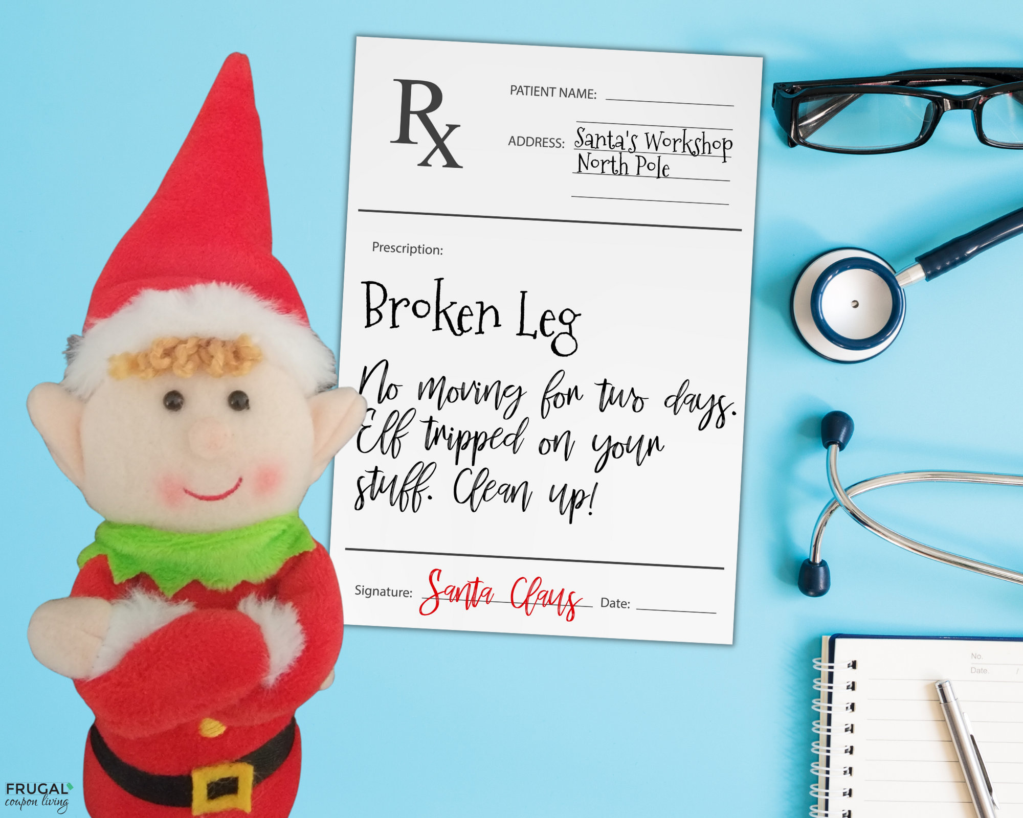 4 Elf Prescriptions RX From Santa | Official Elf Doctor Note | Sick Elf ...