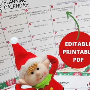 Elf Ideas Calendar Printable | Elf Planner and Supply List With ...