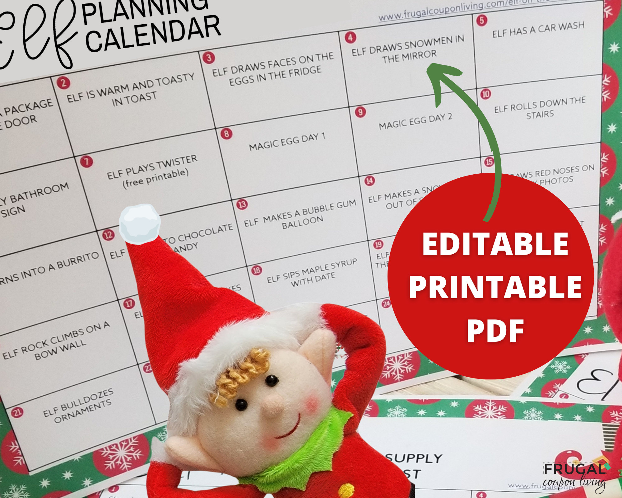 Elf Ideas Calendar Printable Elf Planner and Supply List - Etsy