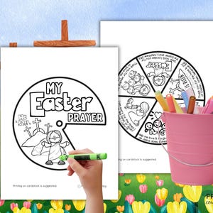 Easter Prayer Coloring Wheel Printable, Christian Easter Activity ...