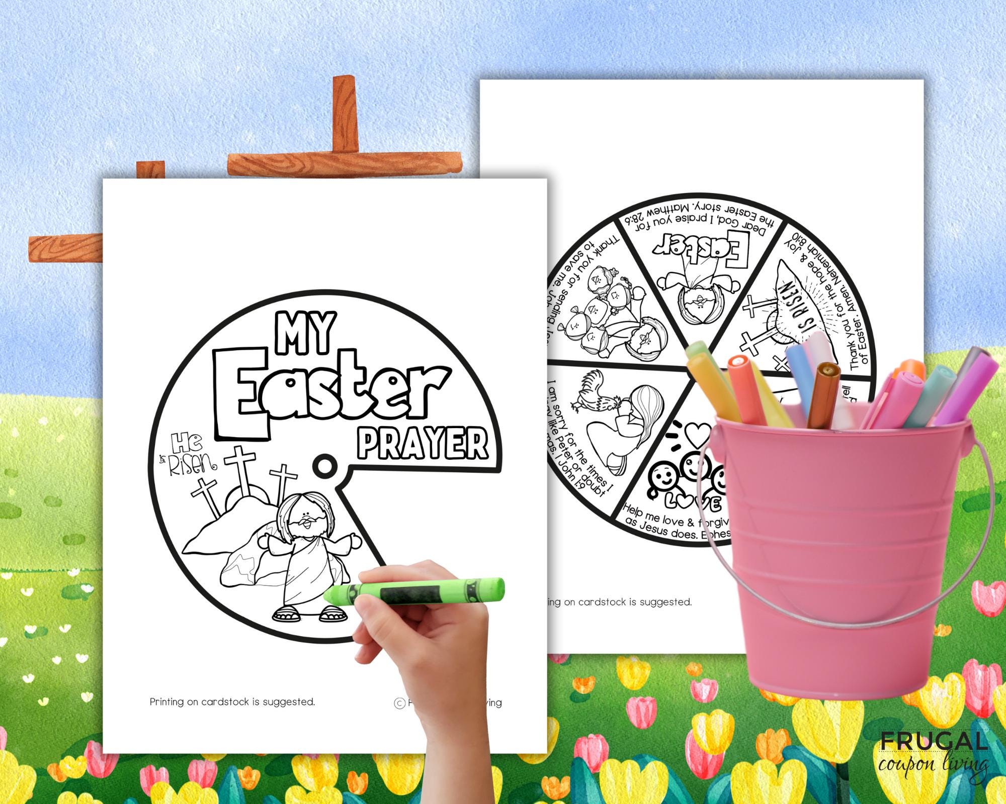 Easter Prayer Coloring Wheel Printable, Christian Easter Activity ...