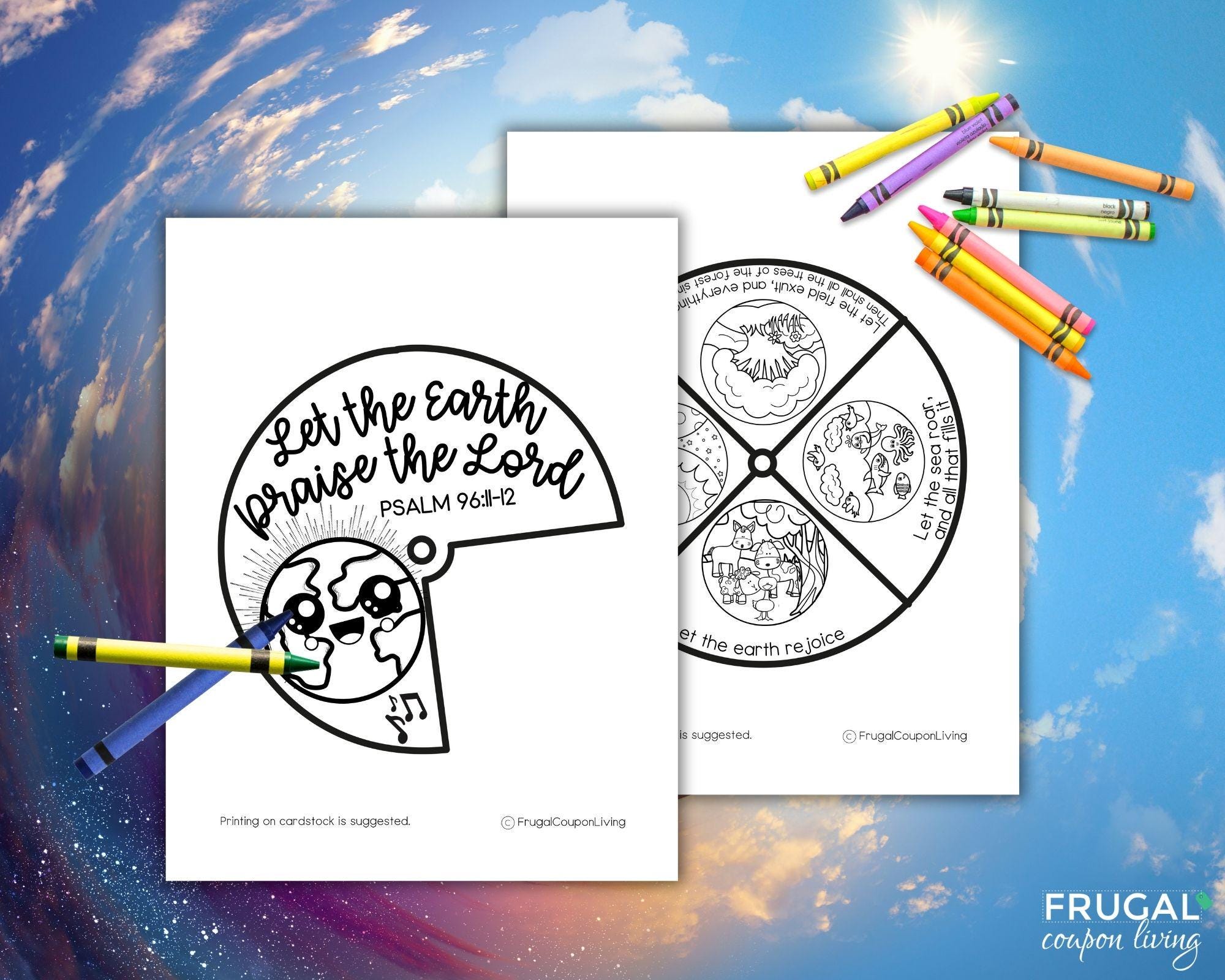 Christian Earth Day Coloring Wheel Printable, God's Creation Worship ...