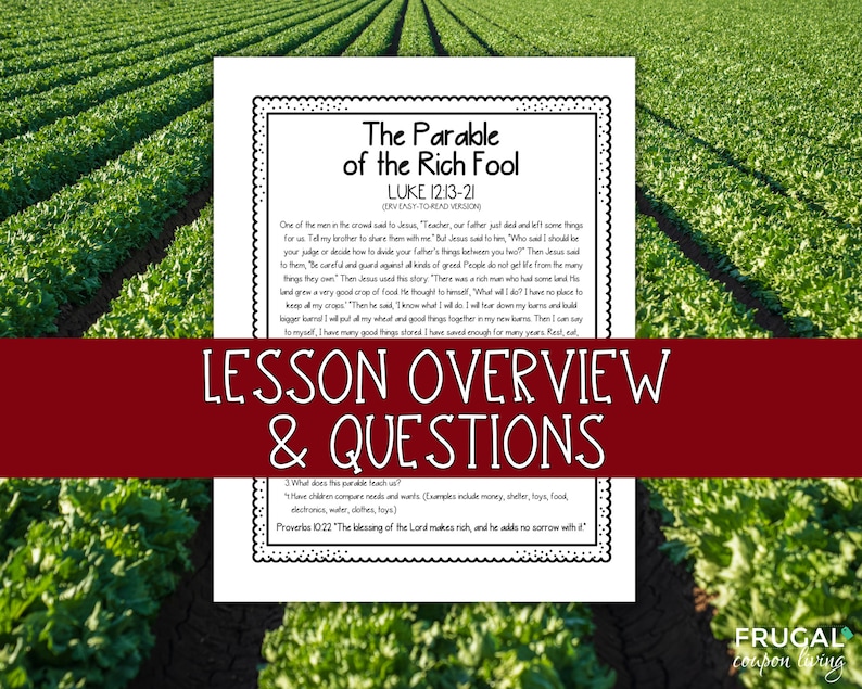 Parable of the Rich Fool Craft | Fools Bible Lesson Luke 12:13-21 ...