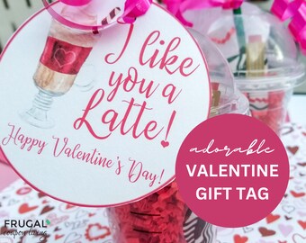 Thanks a Latte for All You Do Valentine's Day Gift Tag, Printable ...